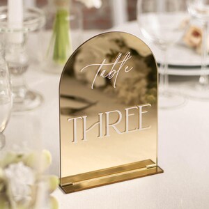Silver Mirror Table Numbers - Arched Table Numbers - Modern Acrylic ...