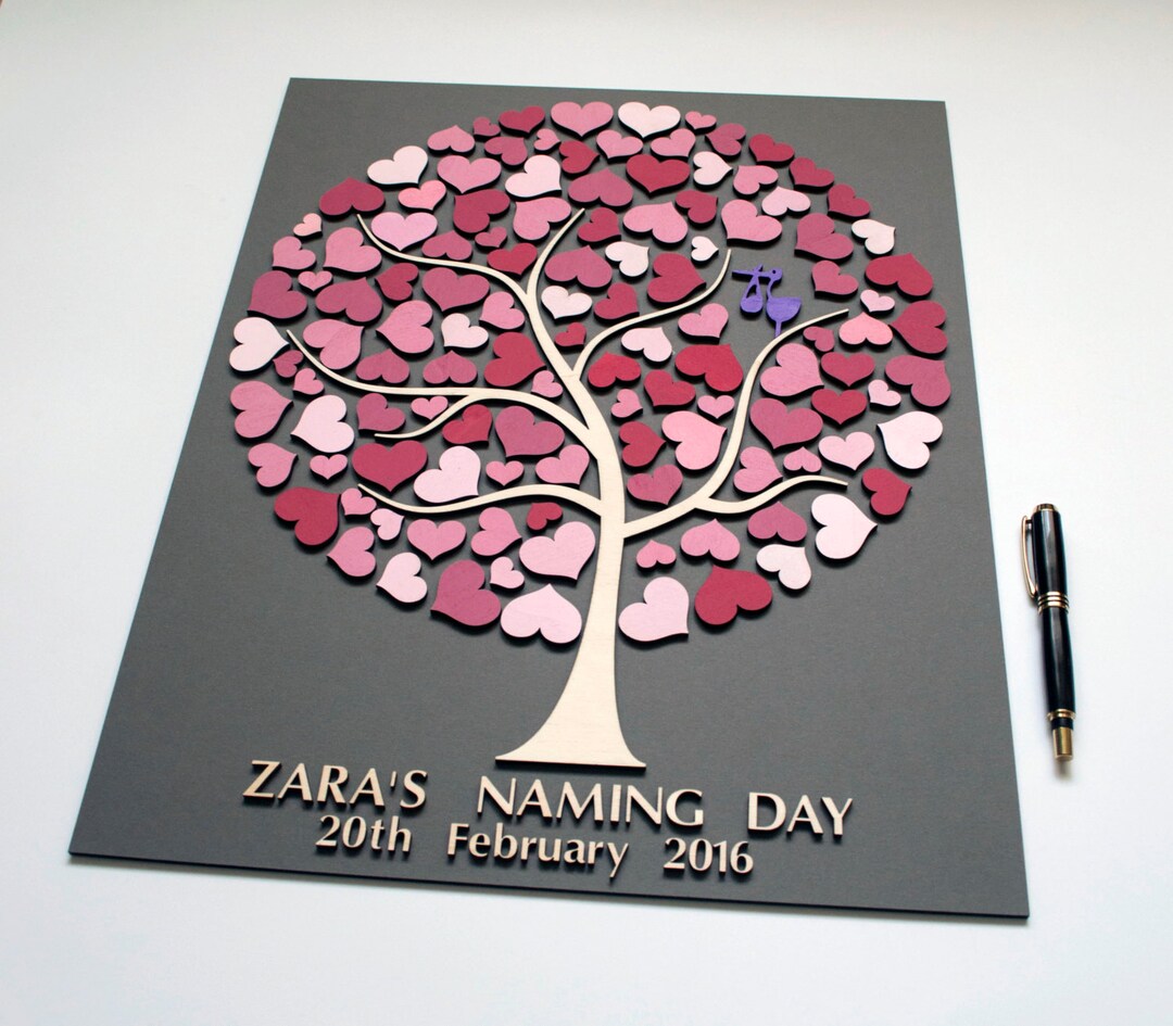 Custom Baby Shower Guest Book Alternative 3D Tree Wood Hearts Tree of ...