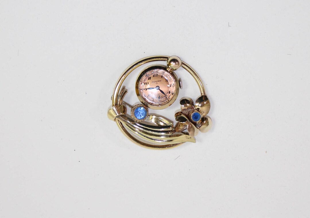 RARE Vintage Gotham Mid Century Modern Nurse Watch Pin Brooch 12k Gold ...