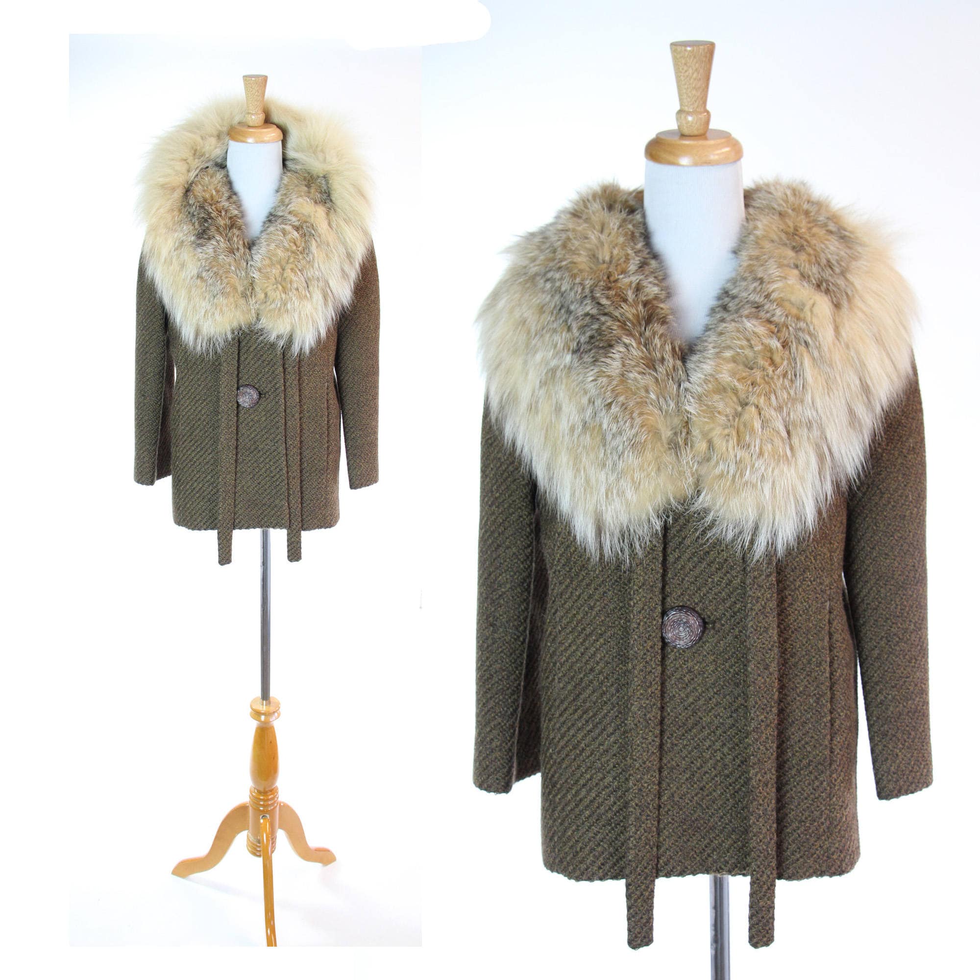 Vintage 1950s Coat With Fox Fur Collar Custom Made by Claire Dratch 100 ...