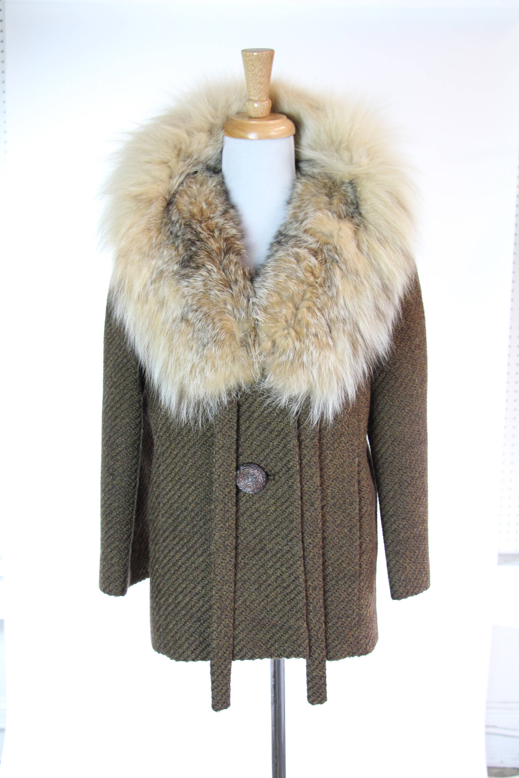 Vintage 1950s Coat With Fox Fur Collar Custom Made by Claire Dratch 100 ...