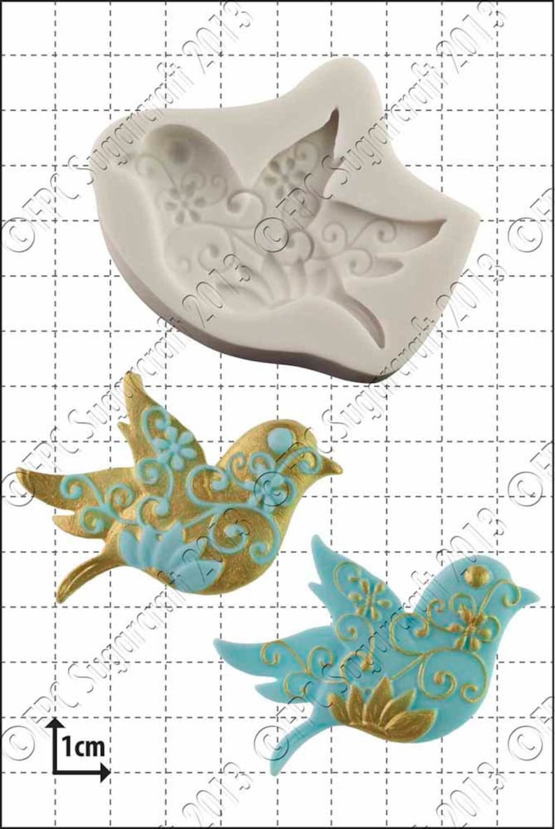 Bird Silicone Mould mold 'floral Bird' by FPC - Etsy