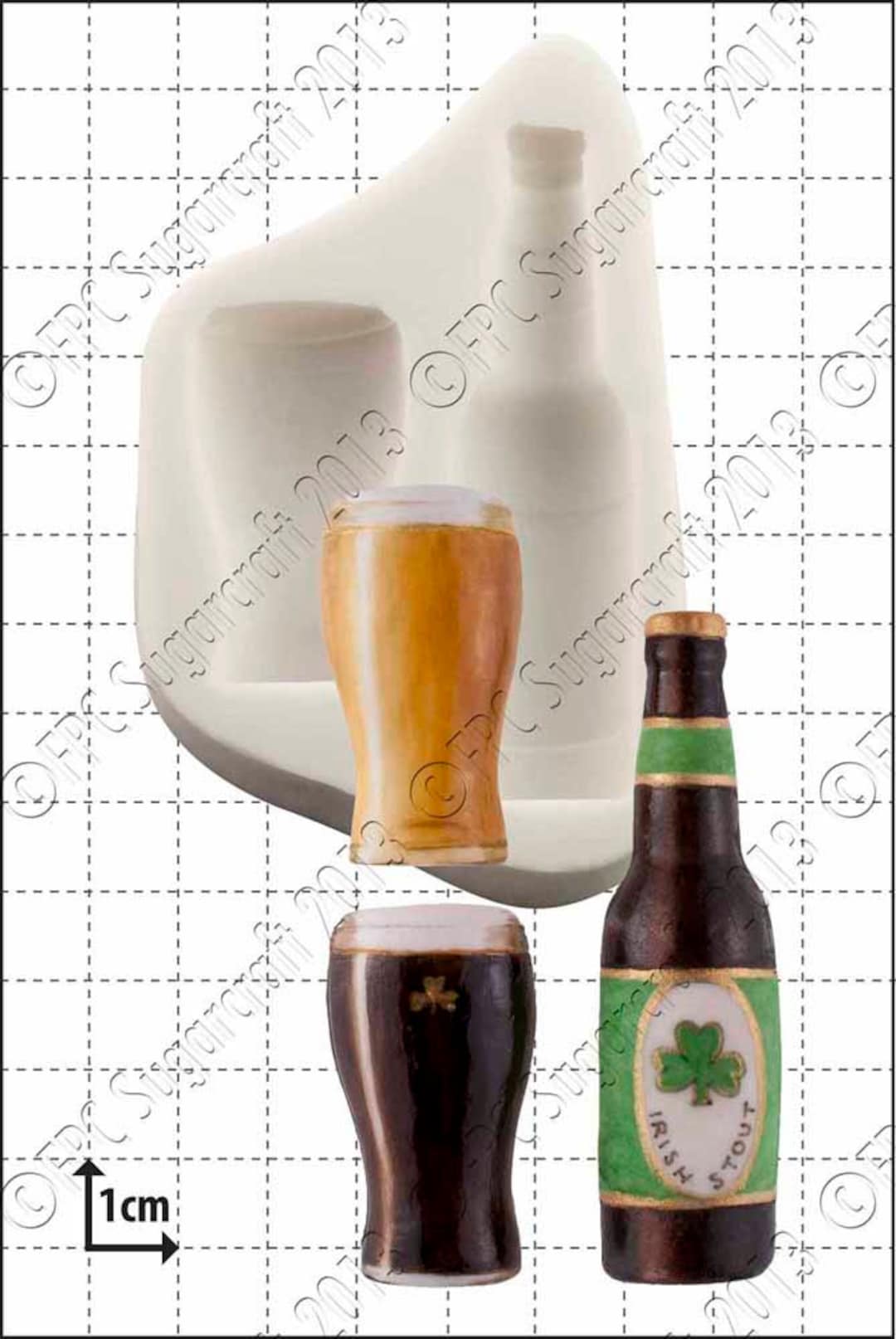 Beer Silicone Mould (mold) - 'bottle & Glass' by FPC Sugarcraft | Resin ...
