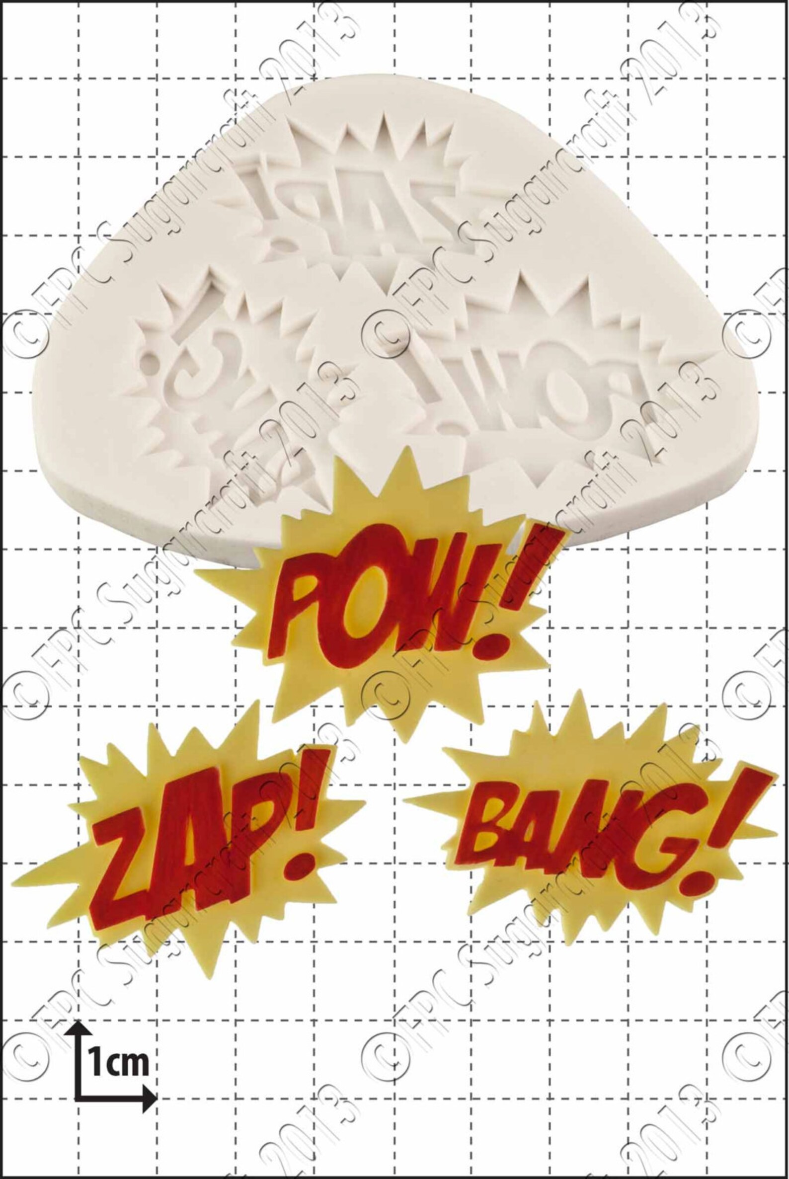 Superhero Silicone Mould (mold) - 'zap Pow Bang' by FPC Sugarcraft ...