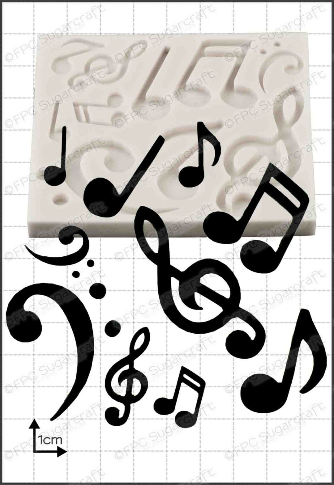 Music Silicone Mould (mold) - 'musical Notes' by FPC Sugarcraft | Resin ...