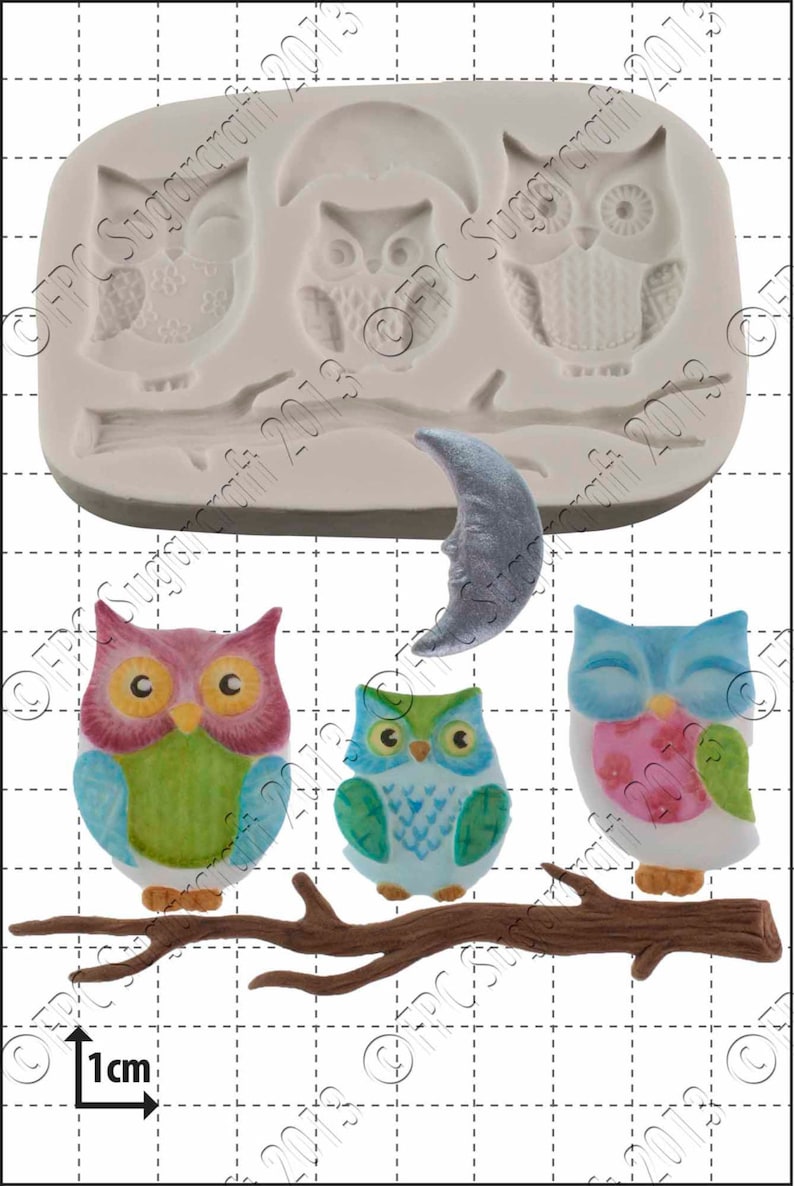 Owl Silicone Mould (mold) - 'owl Family' by FPC Sugarcraft | Resin Mold ...