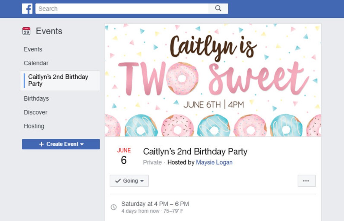 Facebook Custom Event Cover, Timeline Cover, Two Sweet Birthday, 2nd ...