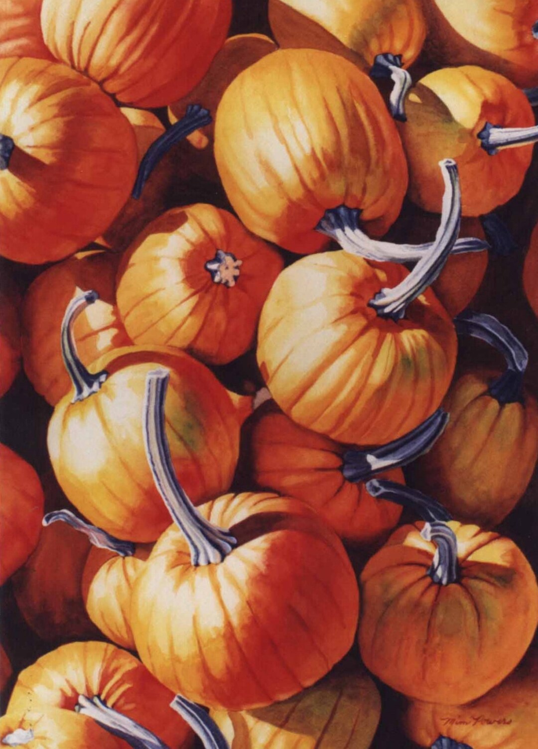 Pumpkin Watercolor Painting - Fall, Harvest, Autumn, Kitchen, Halloween ...