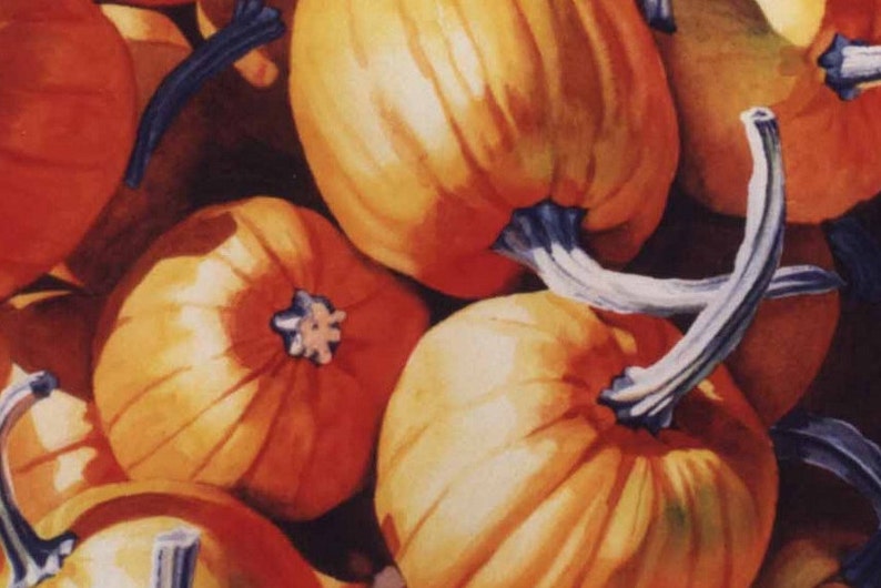 Pumpkin Watercolor Painting Fall Harvest Autumn Kitchen - Etsy