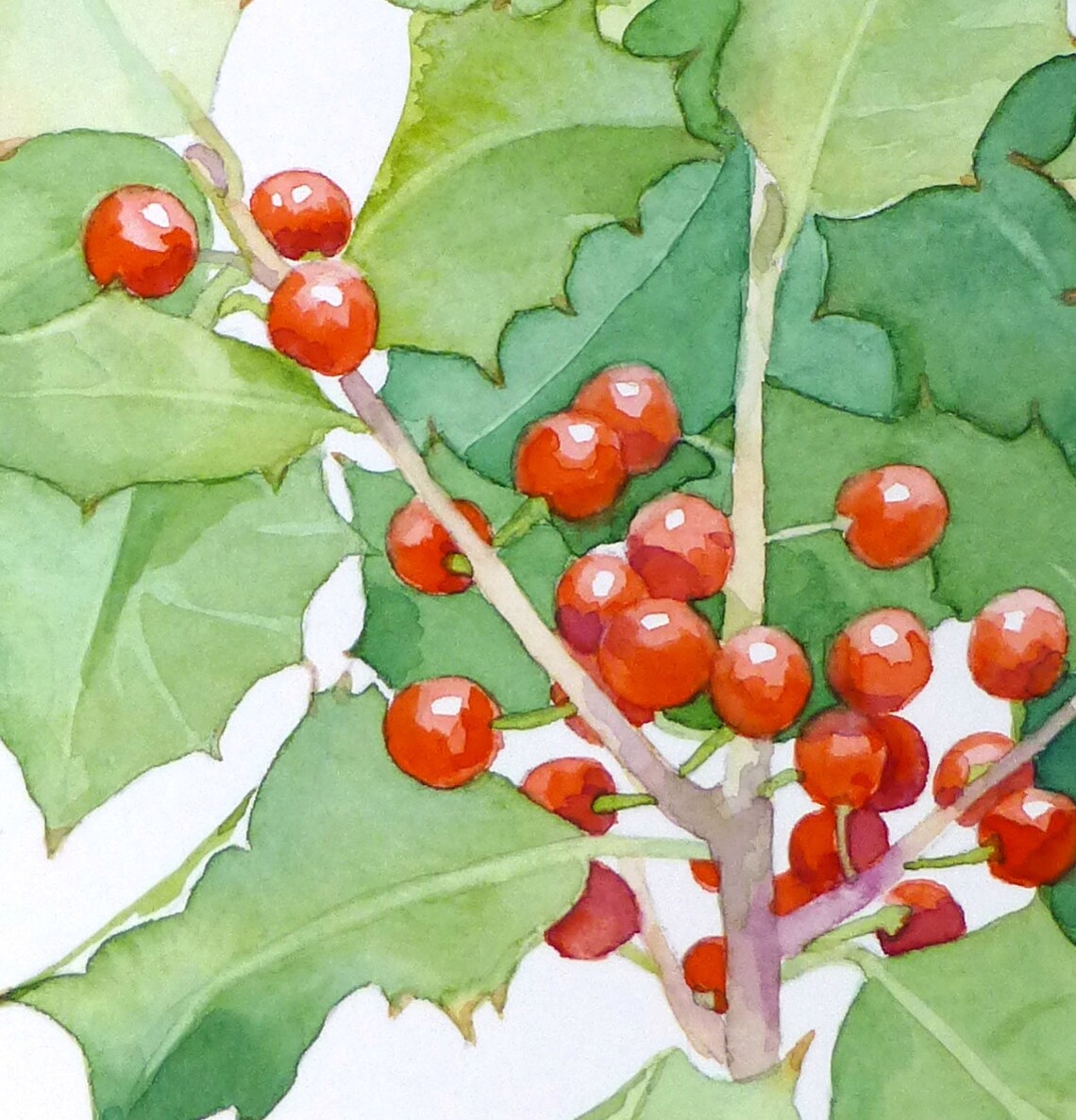 Holly Berries Original Watercolor Painting | Christmas | Winter Holiday ...