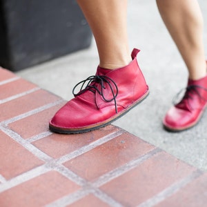 Red Chukka Boots - Red Leather Boots - Red Ankle Boots - Minimalist ...