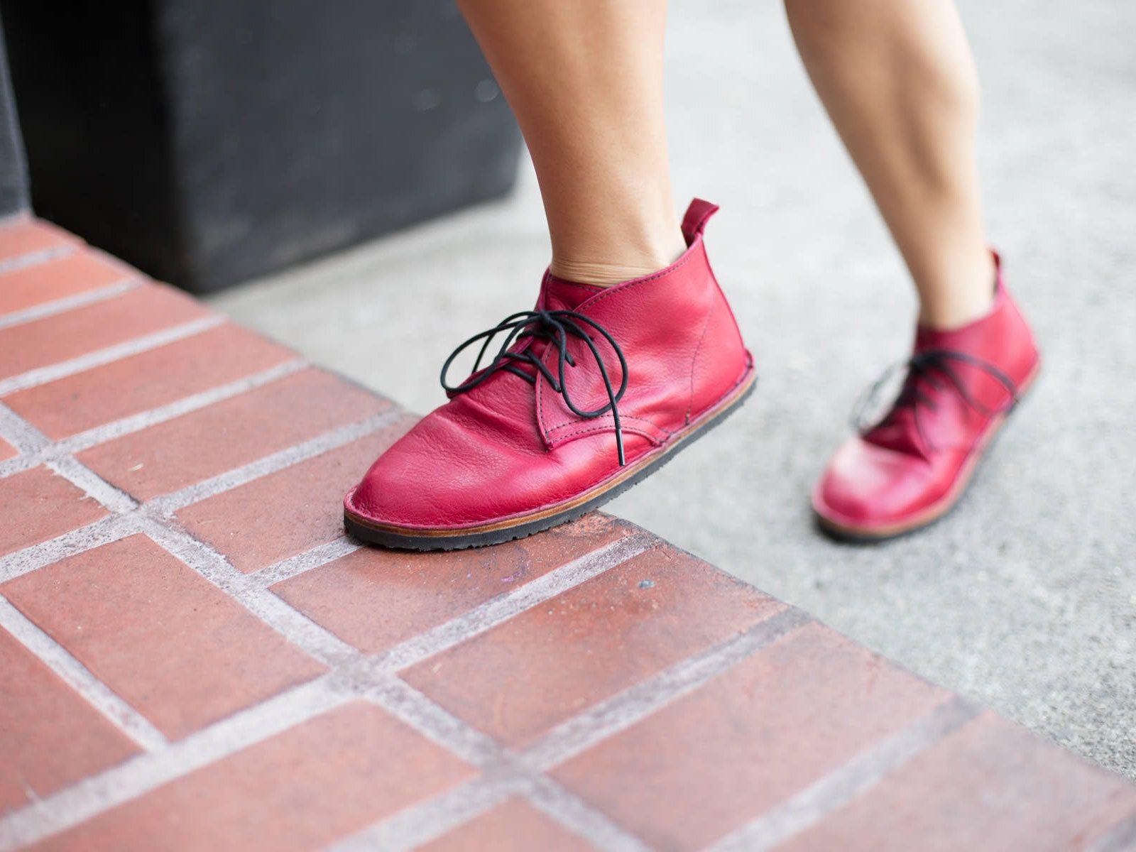 Red Chukka Boots - Red Leather Boots - Red Ankle Boots - Minimalist ...