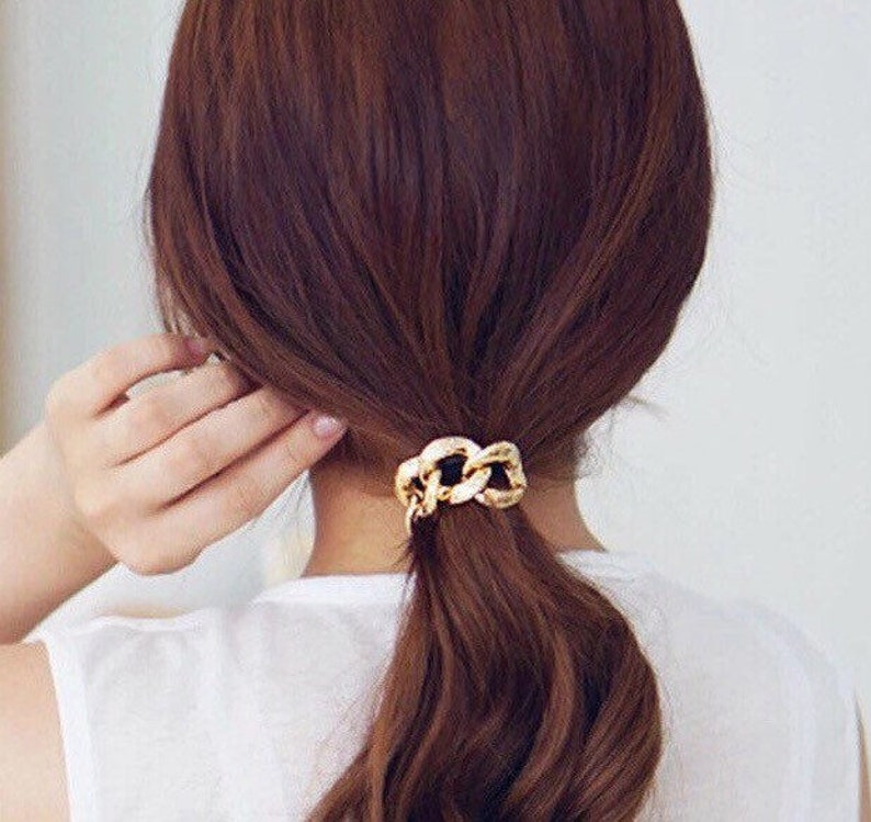 Chain Link Ponytail Holder Elastic Adult Hair Accessories - Etsy