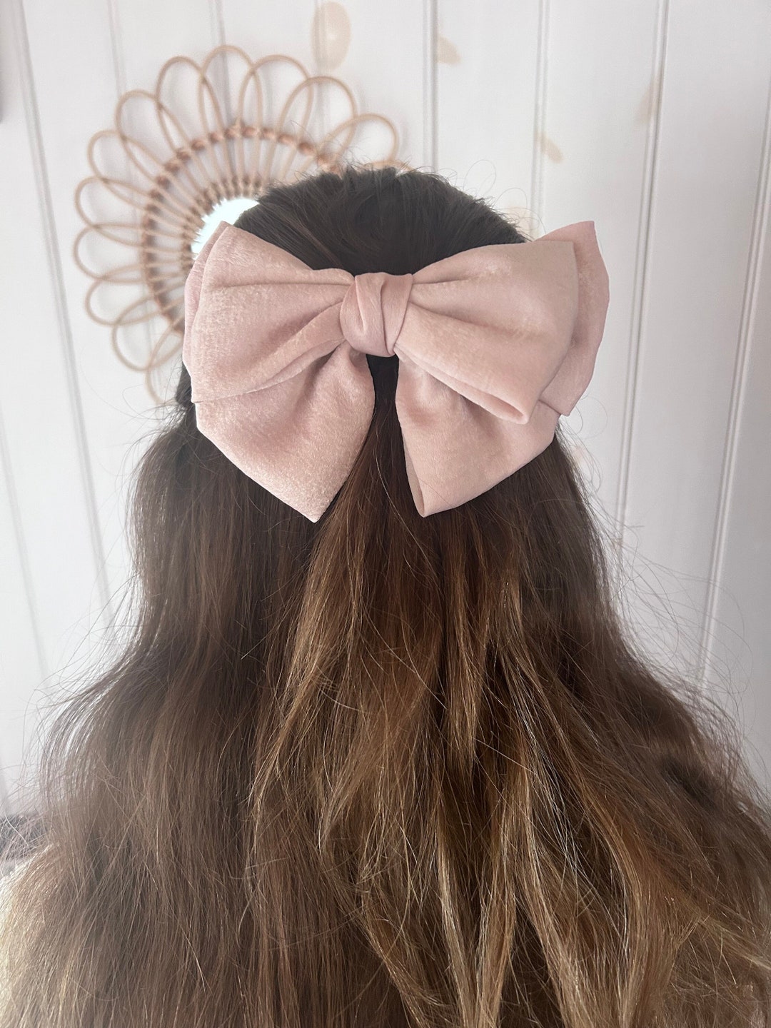 Large Statement Pink Silky Hair Bow for Women, Wedding Dressy Hair Bow ...