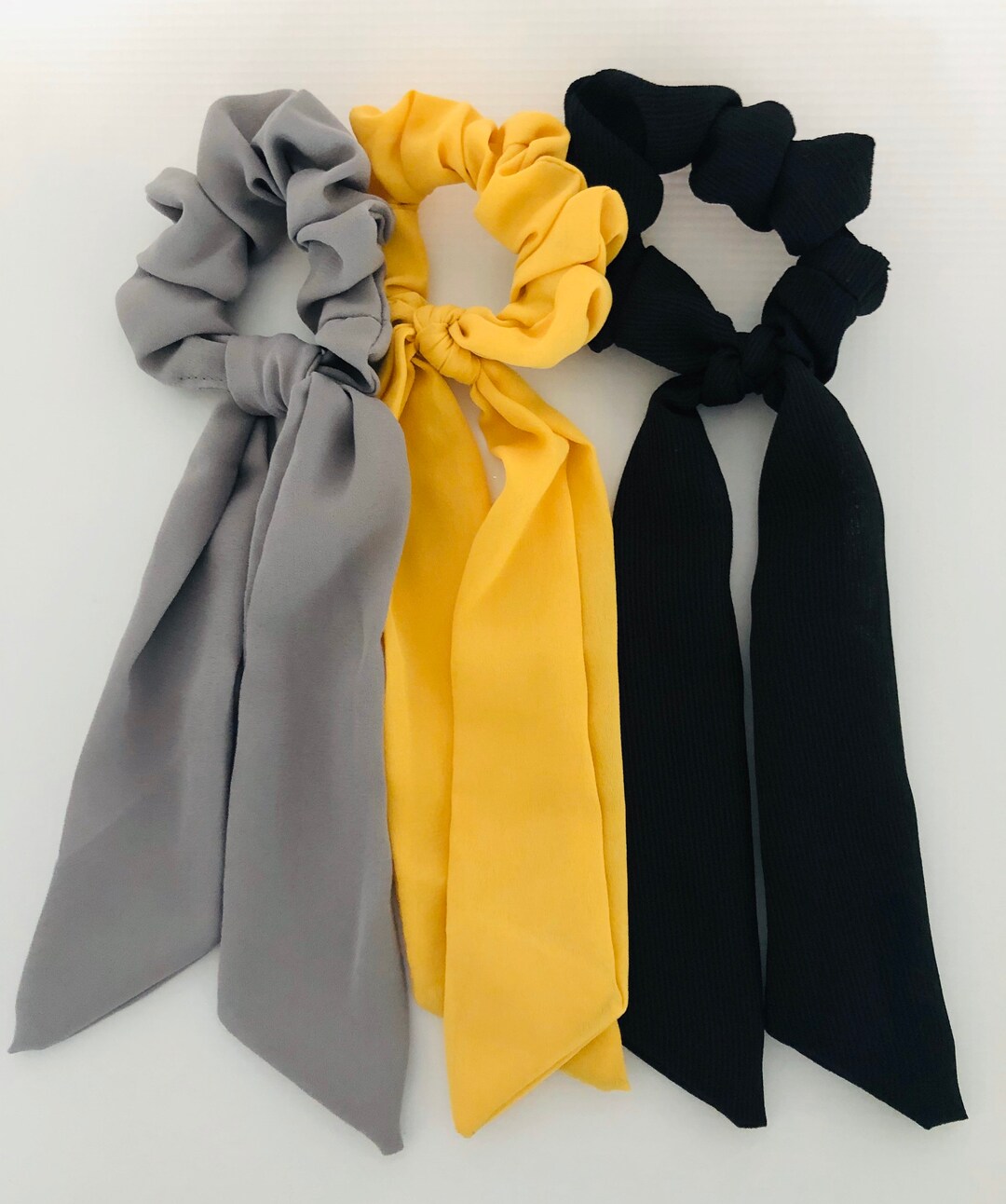 Hair Scarf Scrunchie for Women, Black Silky Scarf Scrunchy, Scrunchies ...