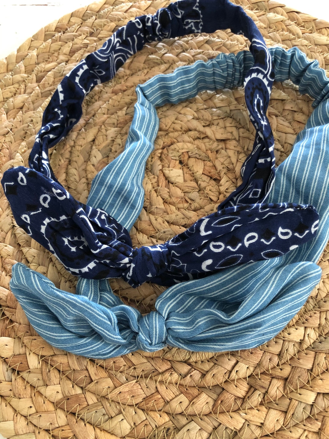 Handkerchief Hair Scarf Headband for Women, Blue Head Scarf, Adult ...