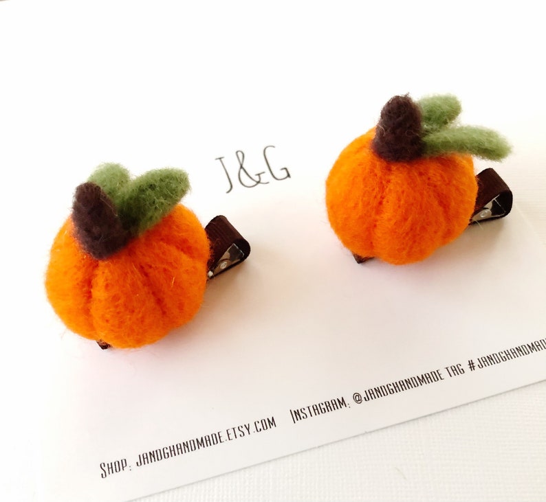 100% Felt Orange Pumpkin Alligator Hair Clip Fall Halloween - Etsy