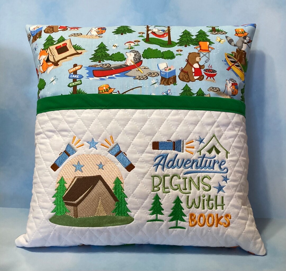 Reading Pillow/embroidered Pocket Pillow - Etsy