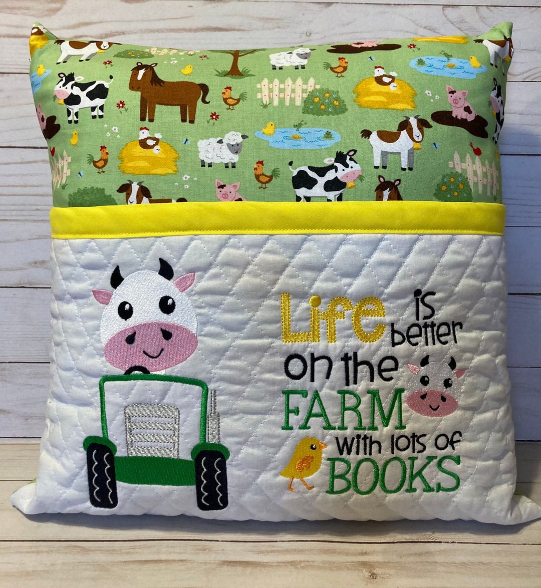 Reading Pillow/embroidered Pocket Pillow - Etsy