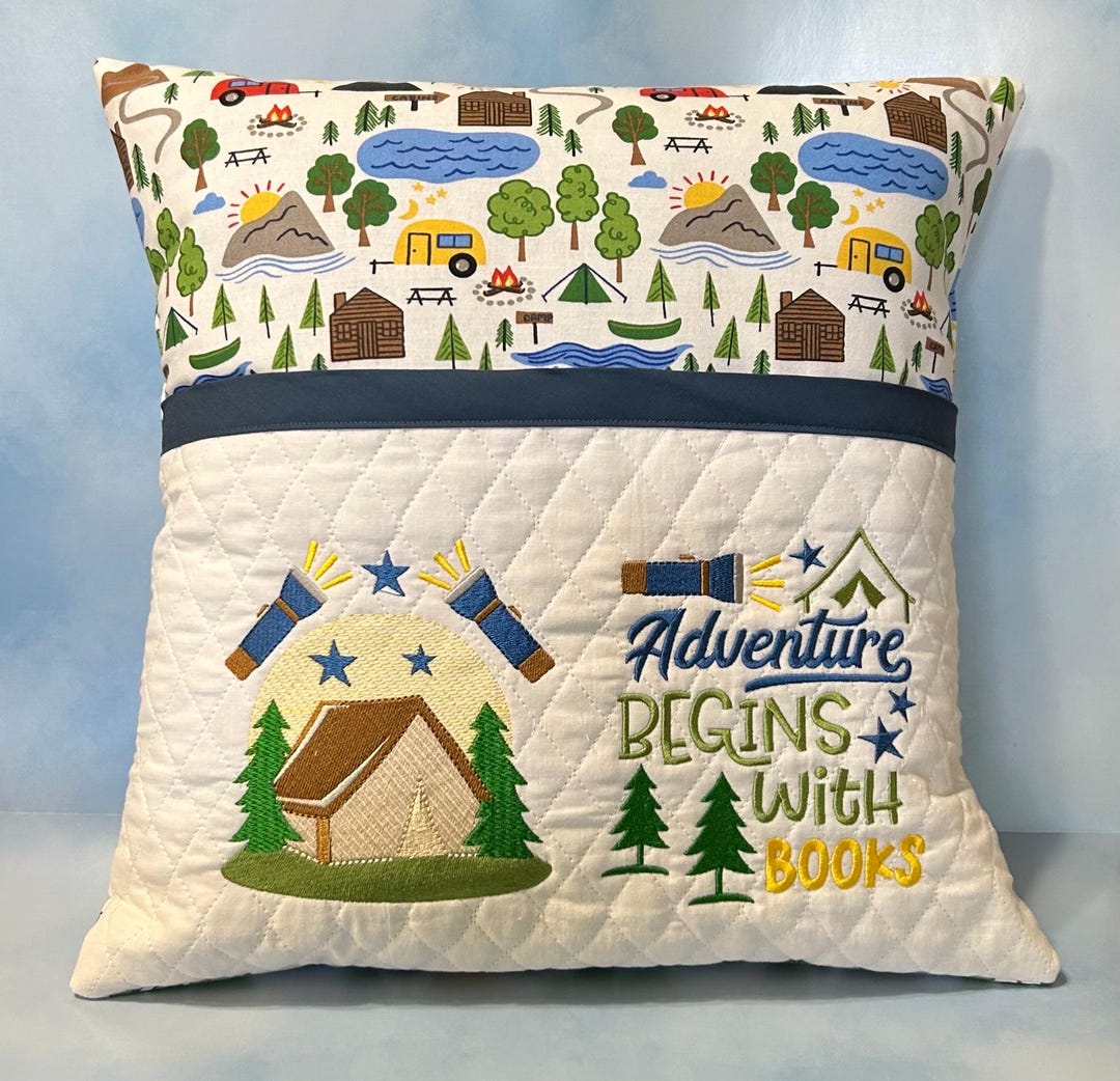 Reading Pillow/embroidered Pocket Pillow - Etsy