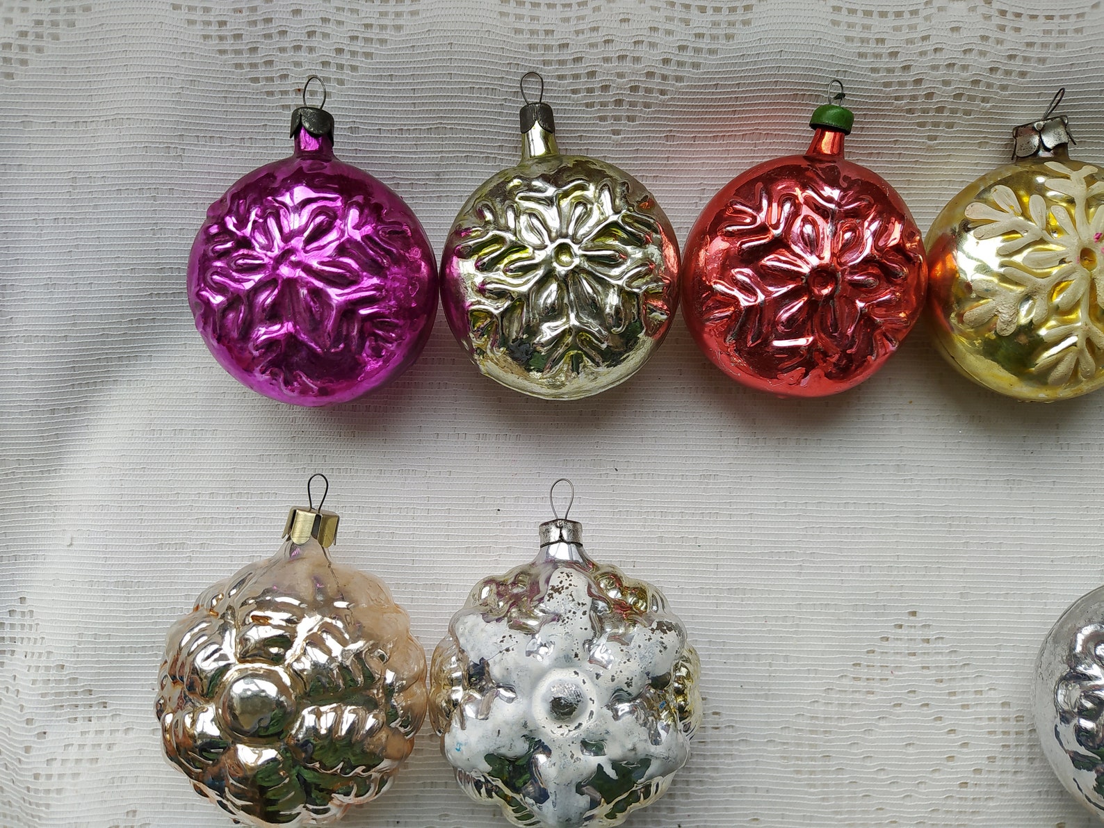 Vintage Soviet Christmas Tree Decoration, Snowflake Christmas Glass ...