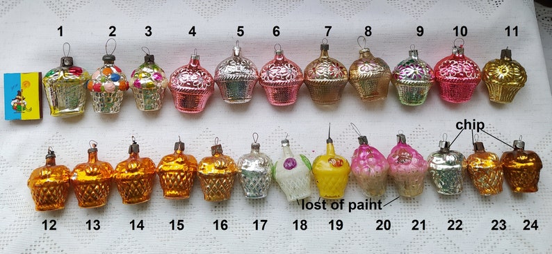 Vintage Soviet Christmas Tree Decorations Basket Christmas Glass ...
