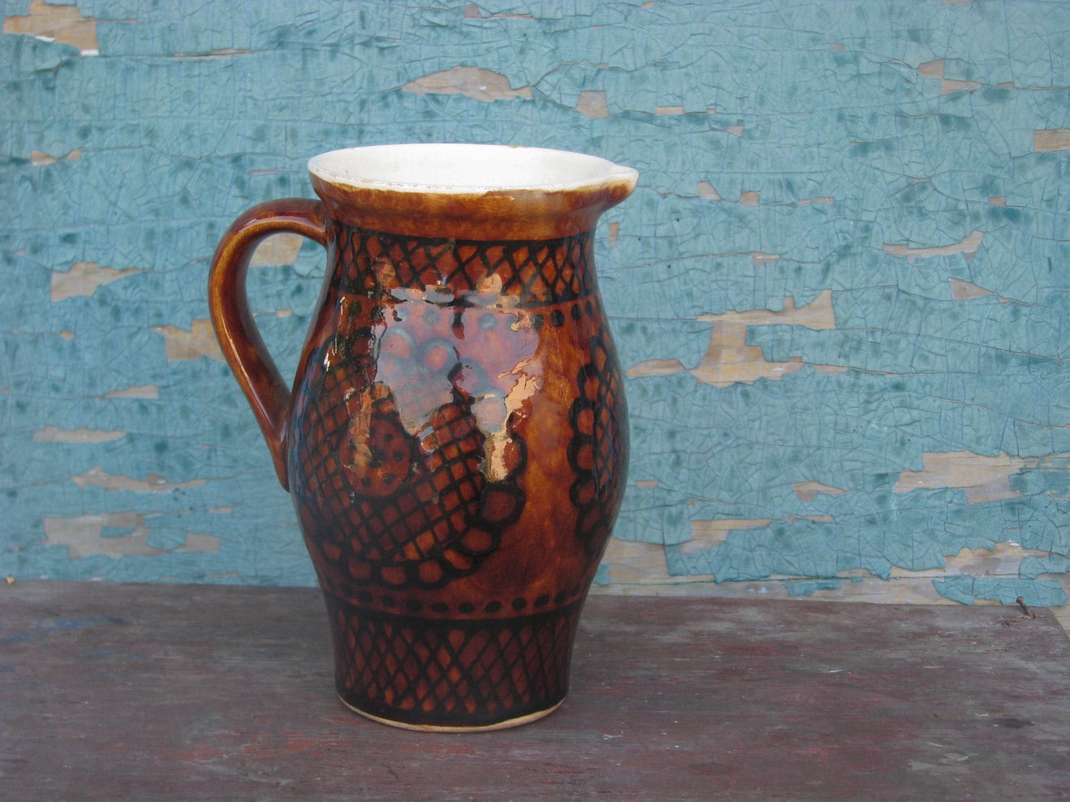 Vintage Brown Glazed Pottery. Ceramic Stoneware Pitcher Vase | Etsy