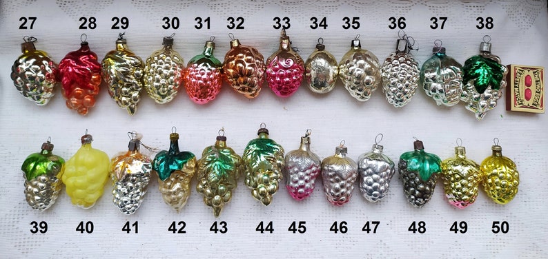 Vintage Grapes Raspberry Christmas Tree Decorations Retro - Etsy