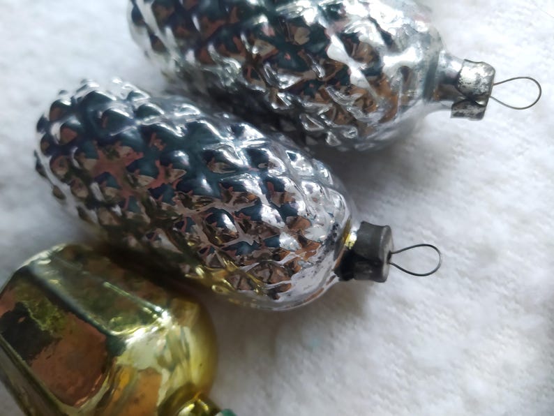 Vintage Soviet Christmas Tree Decoration, Silver Indent Glass Ornament ...