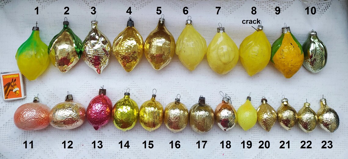 Vintage Lemon Citrus Christmas Tree Decorations Yellow - Etsy