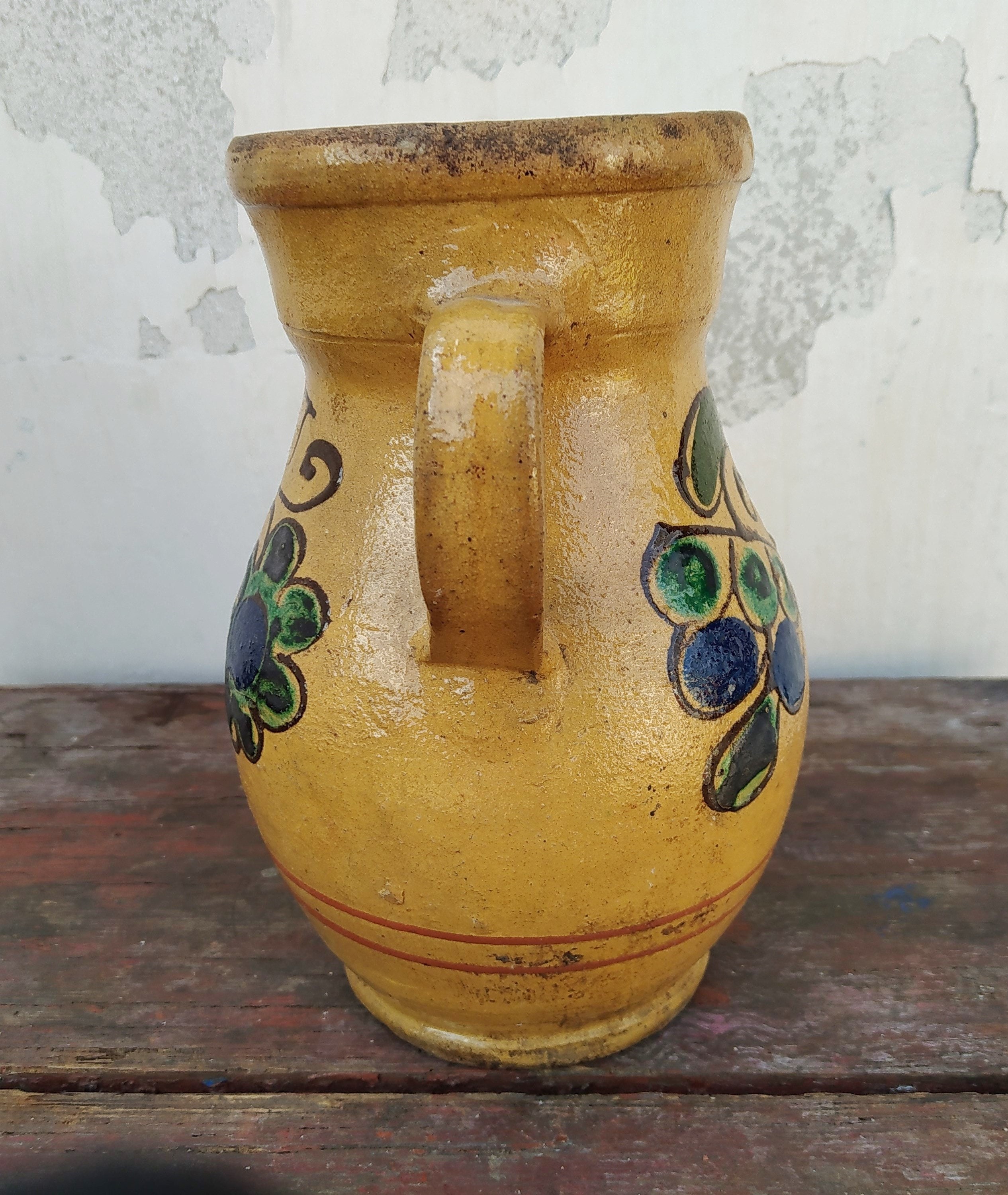 Very old antique ancient clay vessel. Ukrainian floral | Etsy