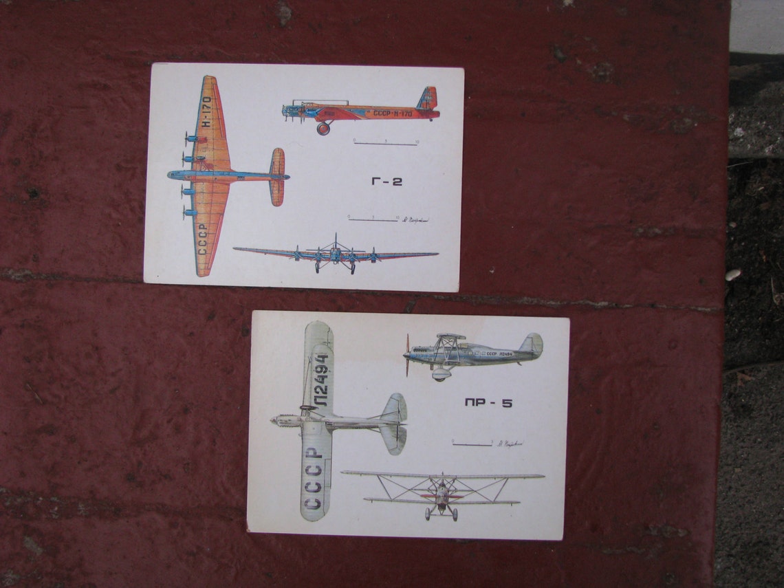 Set of 14 Rare Vintage Soviet Cards Print Airplane Aircraft. | Etsy