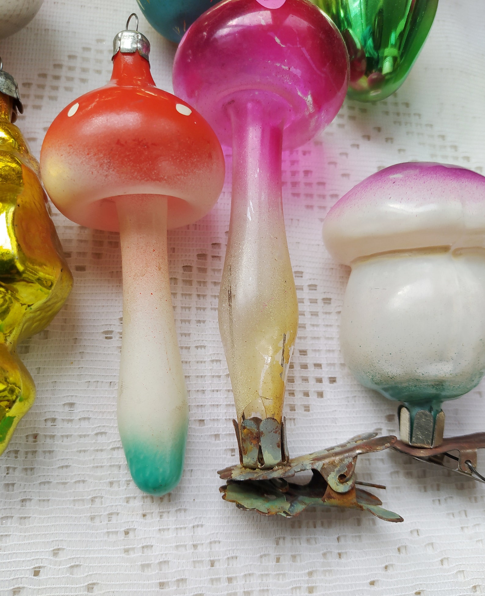 Vintage Mushroom Christmas Tree Decorations Glass Ornaments. - Etsy