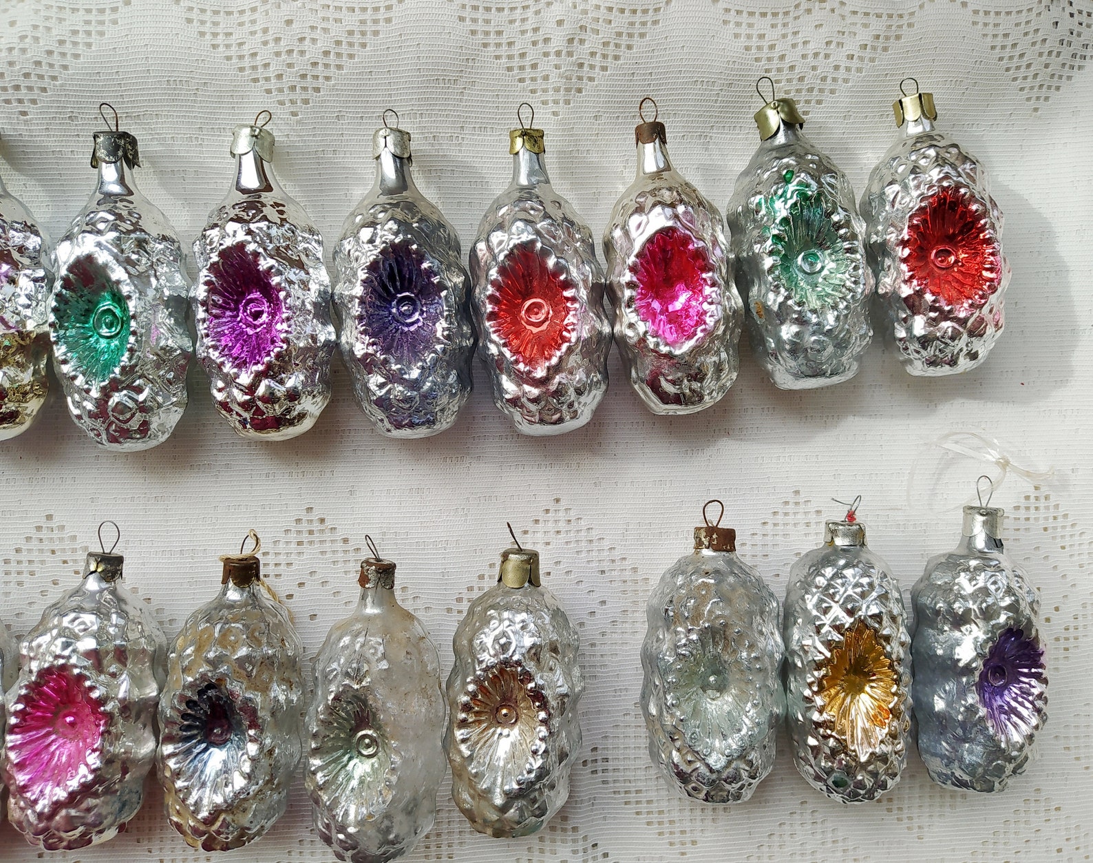 Vintage Soviet Christmas Tree Decoration, Silver Glass Ornament ...