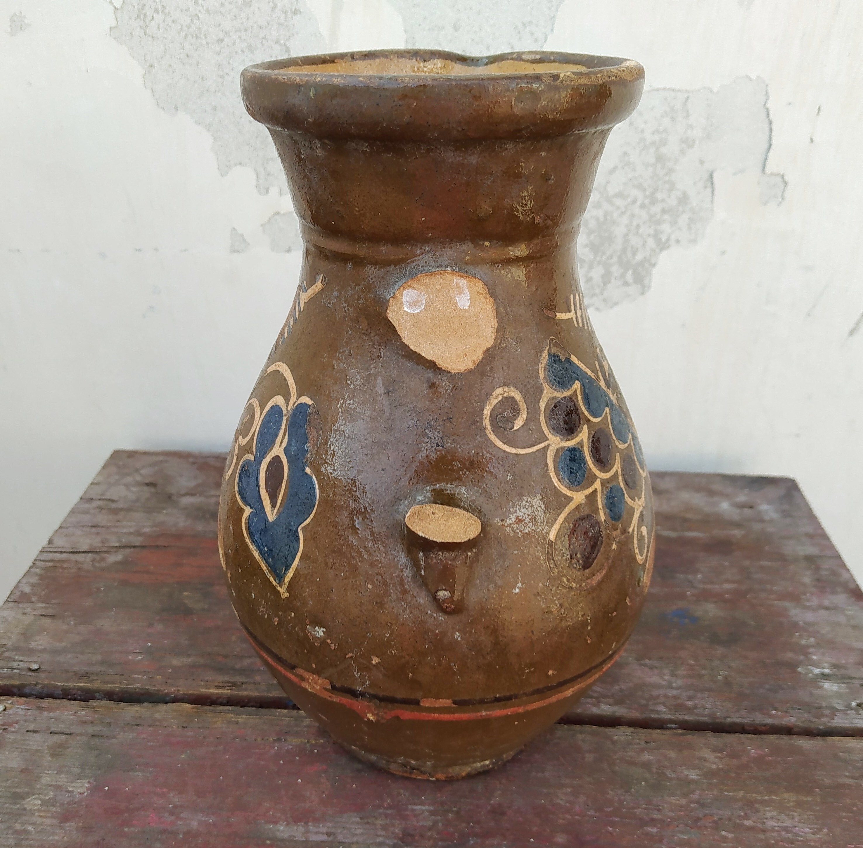 Very old antique ancient clay vessel. Ukrainian floral | Etsy