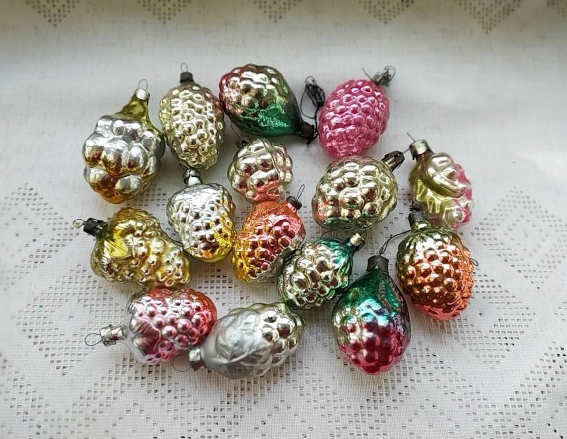 Vintage Grapes Raspberry Christmas Tree Decorations Retro | Etsy