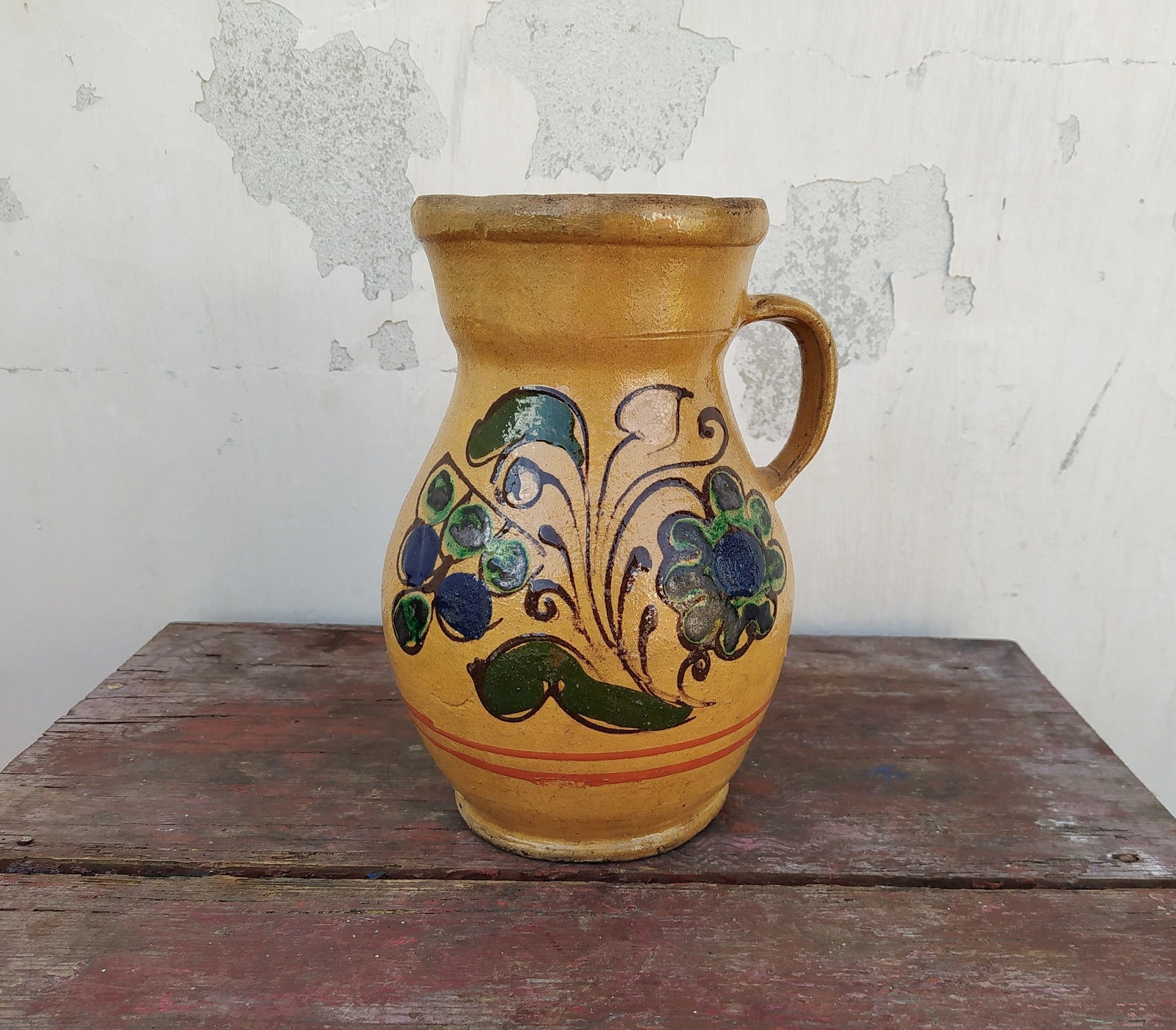 Very old antique ancient clay vessel. Ukrainian floral | Etsy