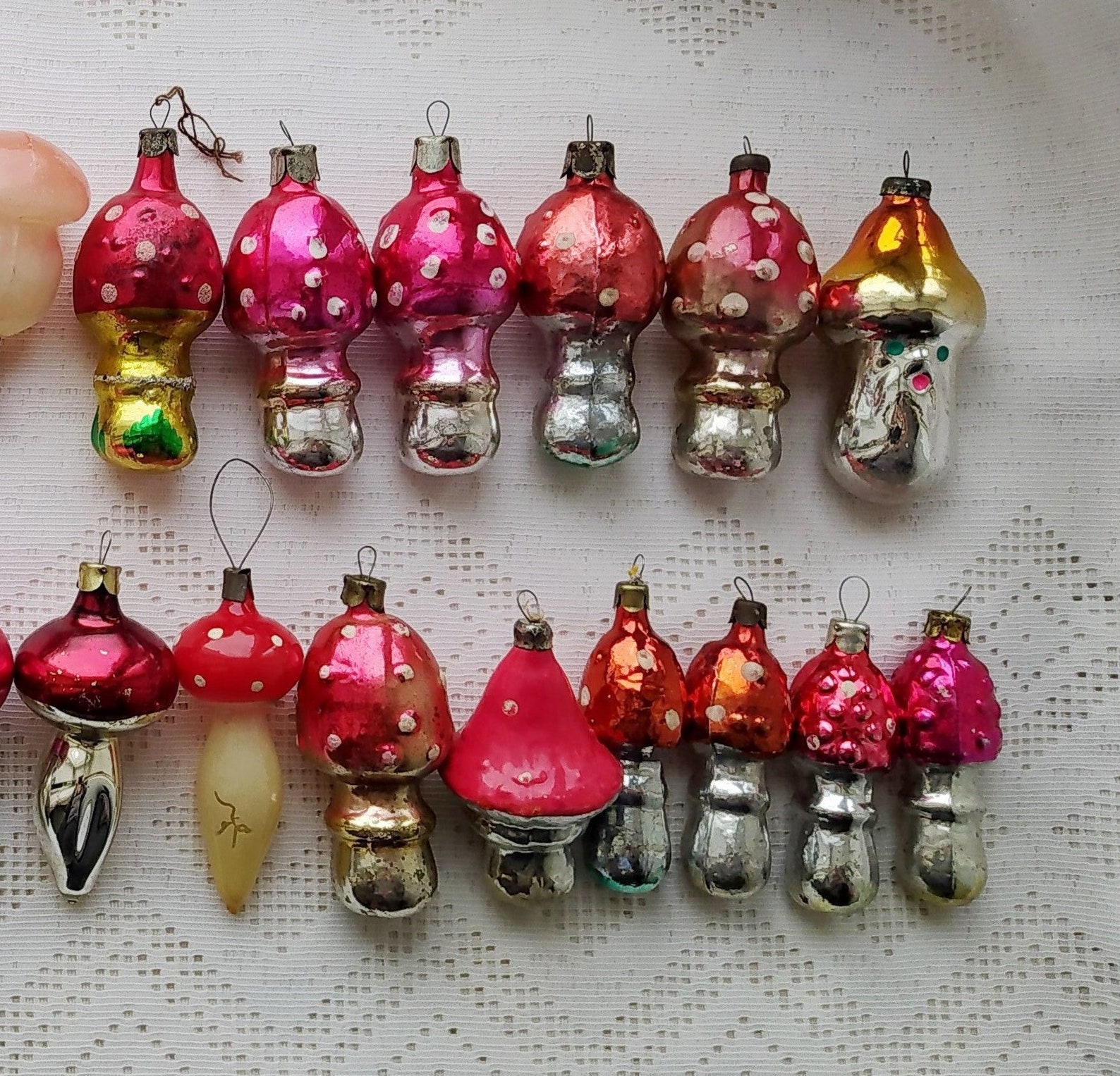 Vintage Mushroom Christmas Tree Decorations Glass Ornaments | Etsy