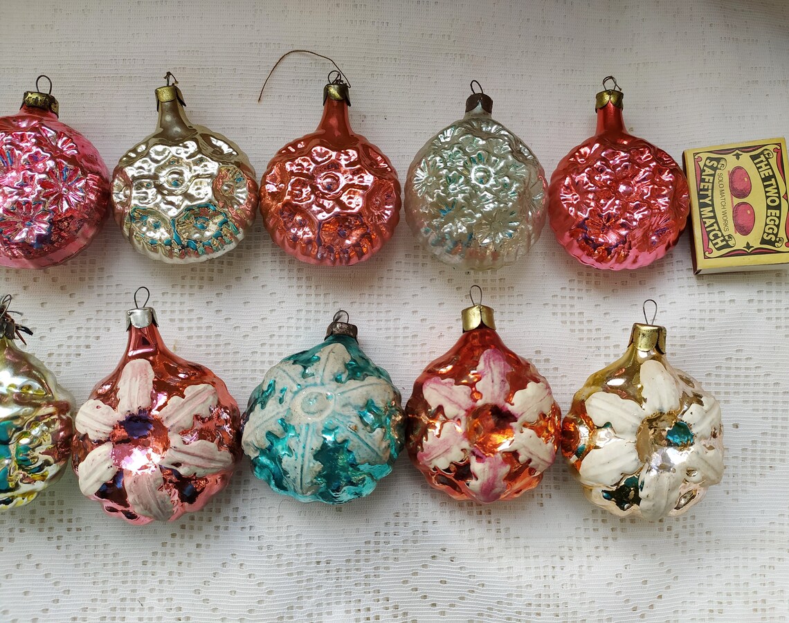 Vintage Soviet Christmas Tree Decoration, Snowflake Christmas Glass ...