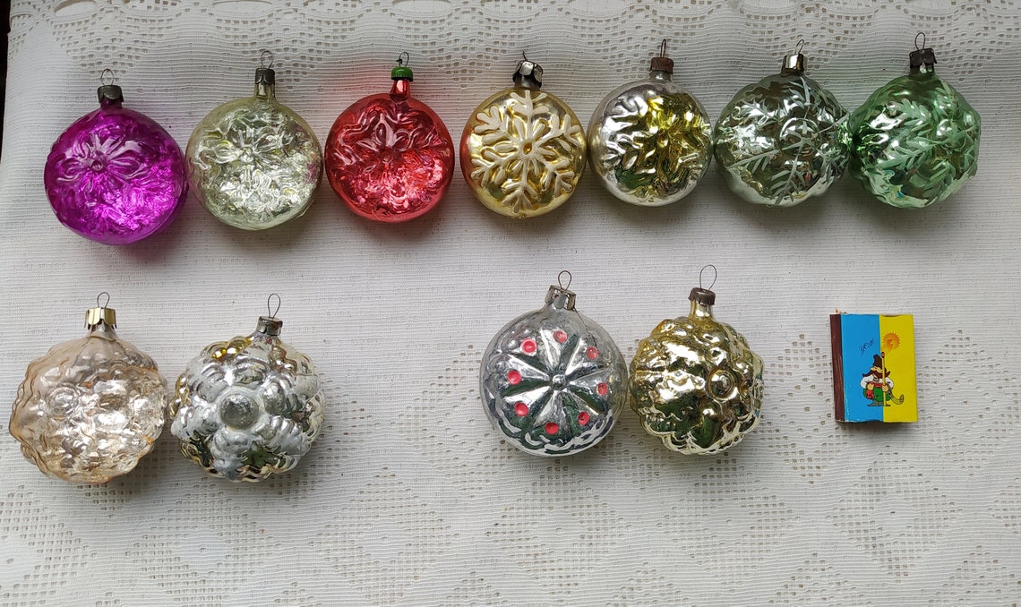 Vintage Soviet Christmas Tree Decoration, Snowflake Christmas Glass ...