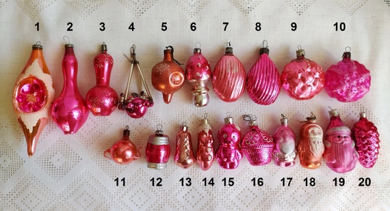 Vintage Christmas Pink Tree Decorations Christmas Mercury | Etsy