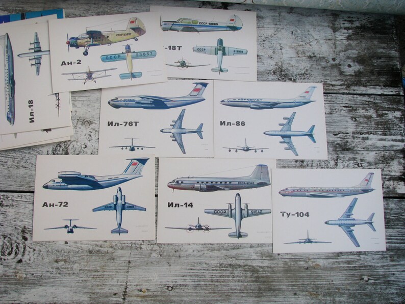 Set of 16 Rare Vintage Airplane Aircraft Soviet Printed Cards. - Etsy