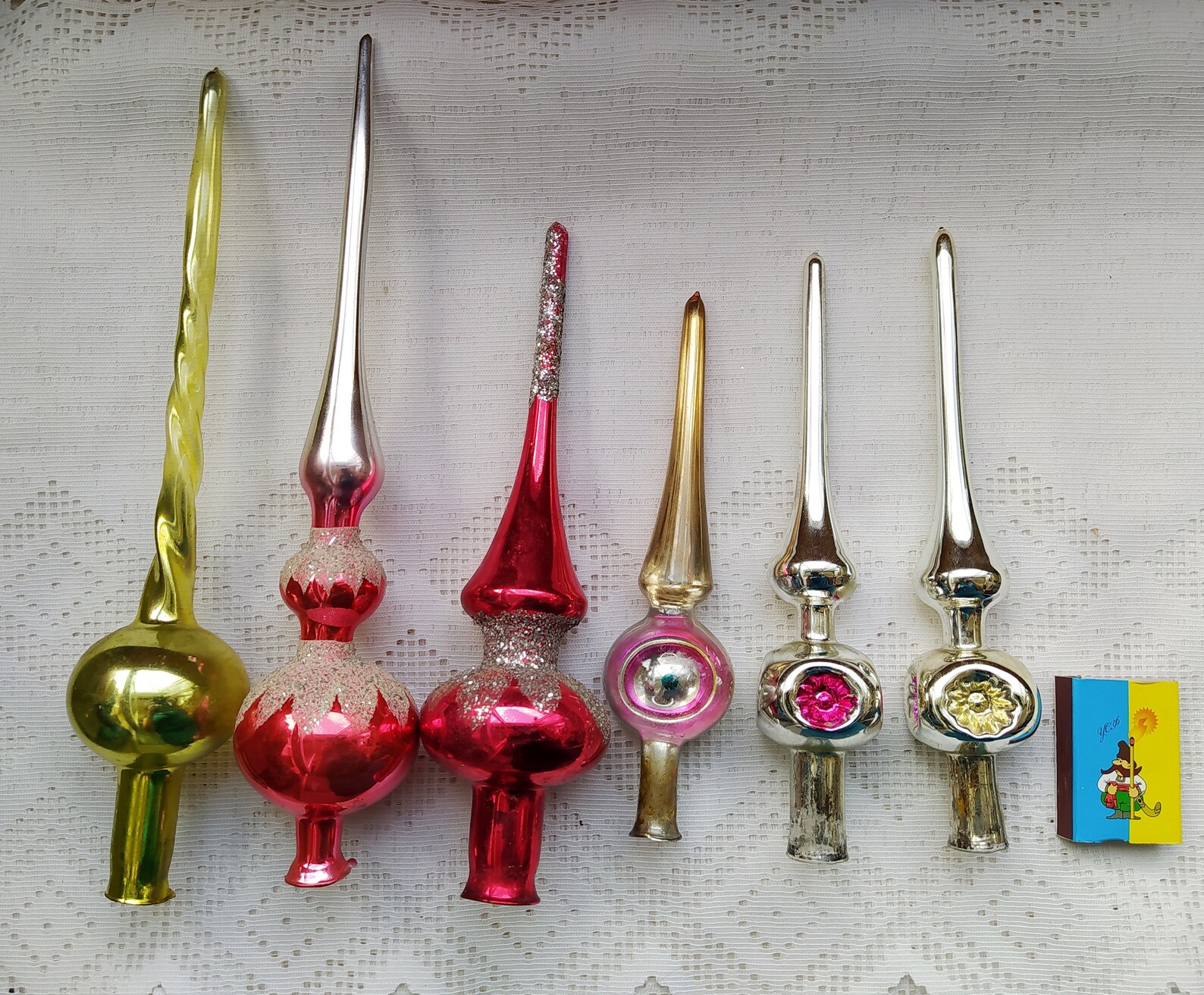 Vintage Christmas Tree Top Glass Ornament Hand Decorated Pink - Etsy