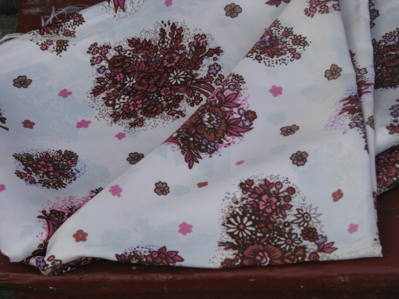 Vintage Colorful Acetate Silk Fabric Floral Ornament Pink - Etsy