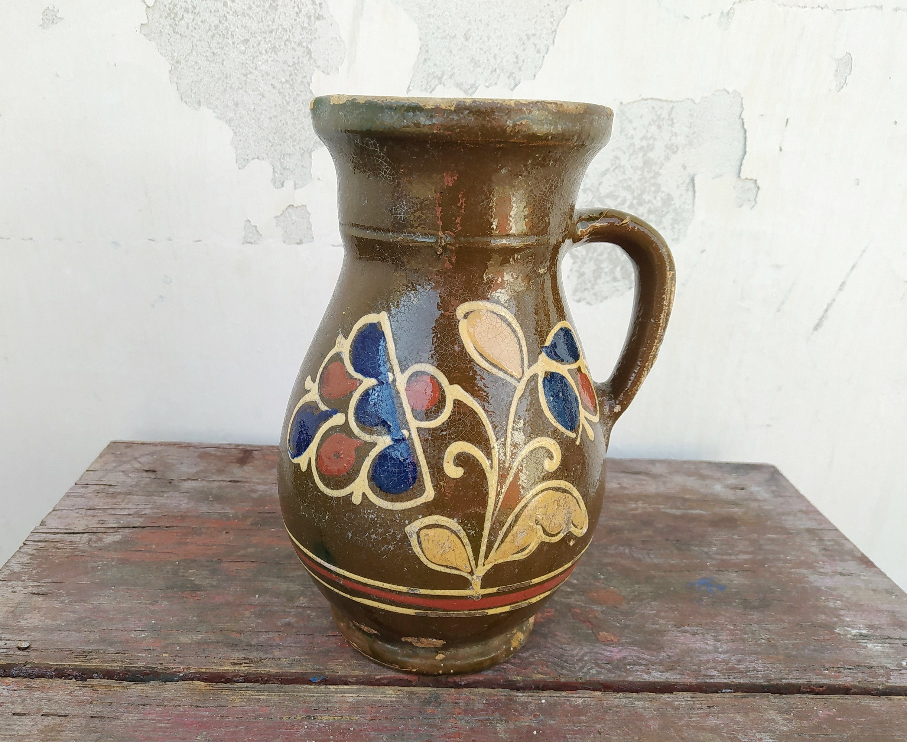Very Old Antique Ancient Clay Vessel. Ukrainian Floral Ornament Clay ...