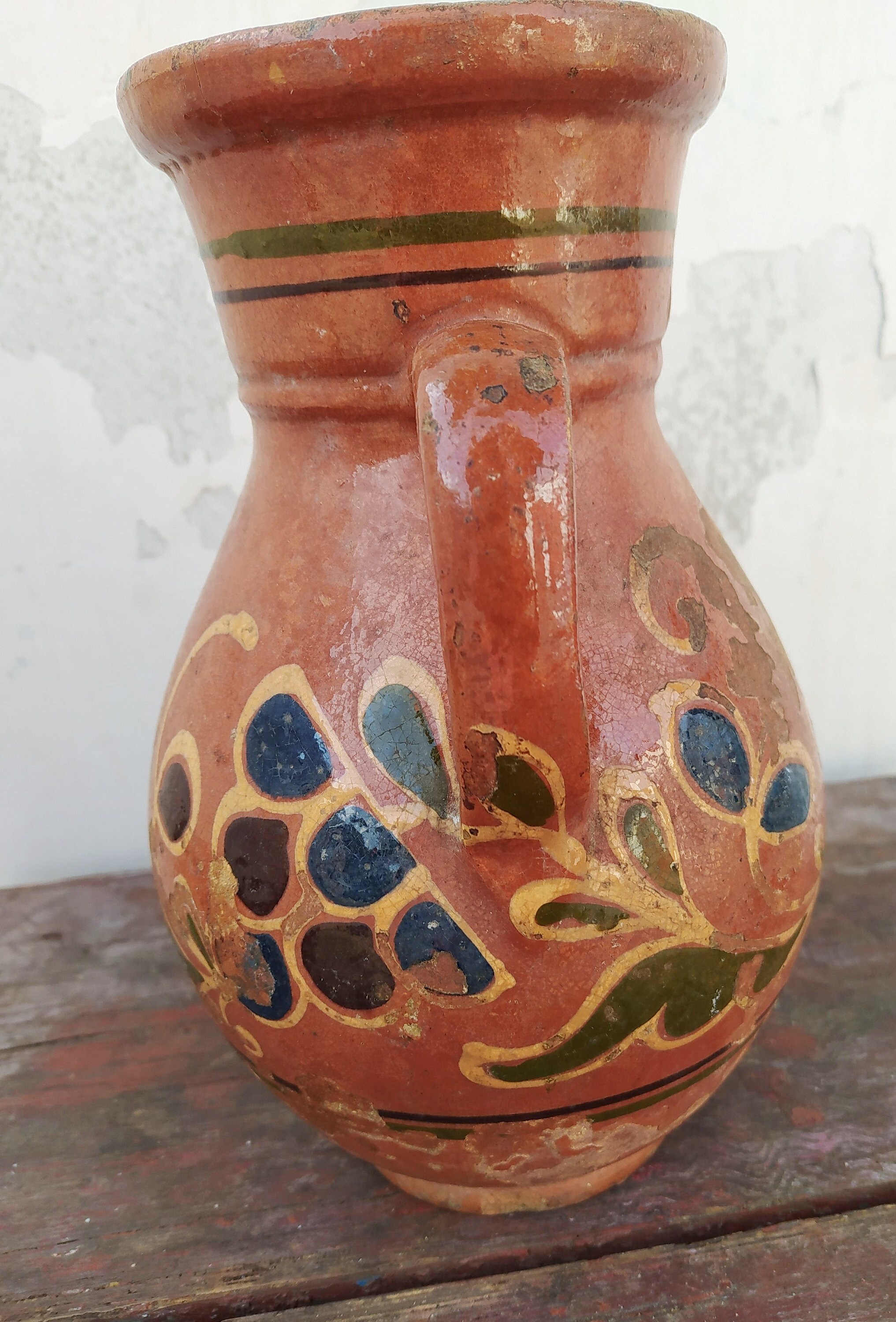 Very Old Antique Ancient Clay Vessel. Ukrainian Floral Ornament Clay ...
