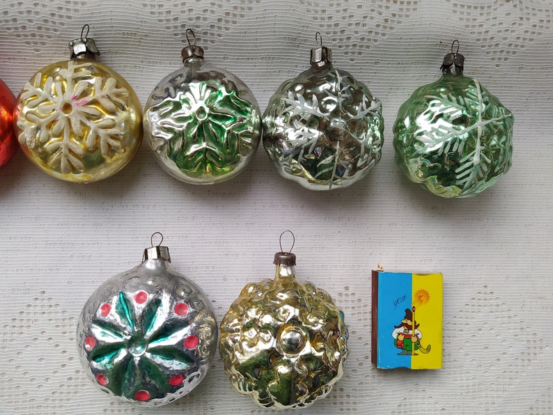 Vintage Soviet Christmas Tree Decoration, Snowflake Christmas Glass ...
