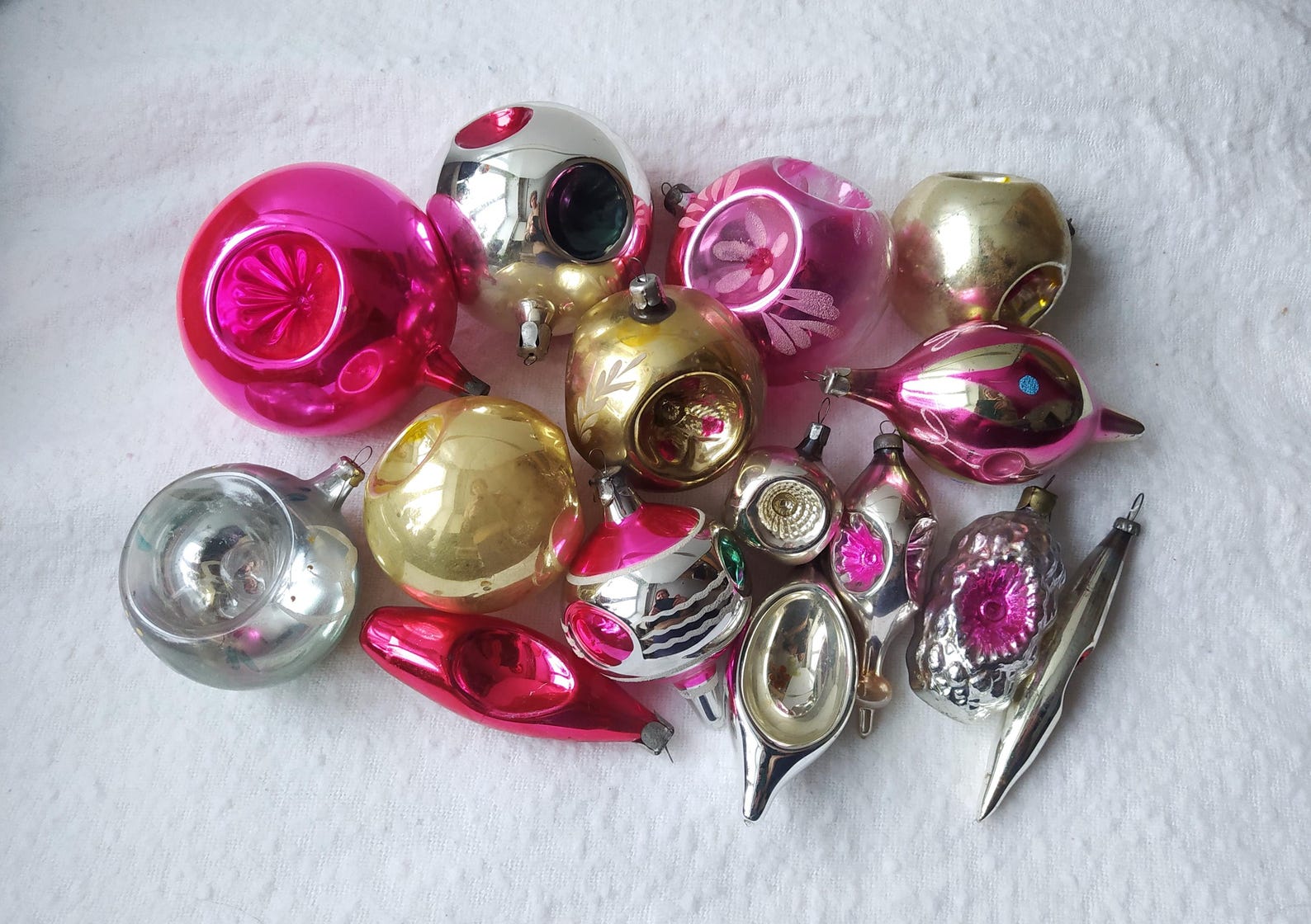 Vintage Soviet Christmas Tree Decoration, Silver Indent Glass Ornament ...
