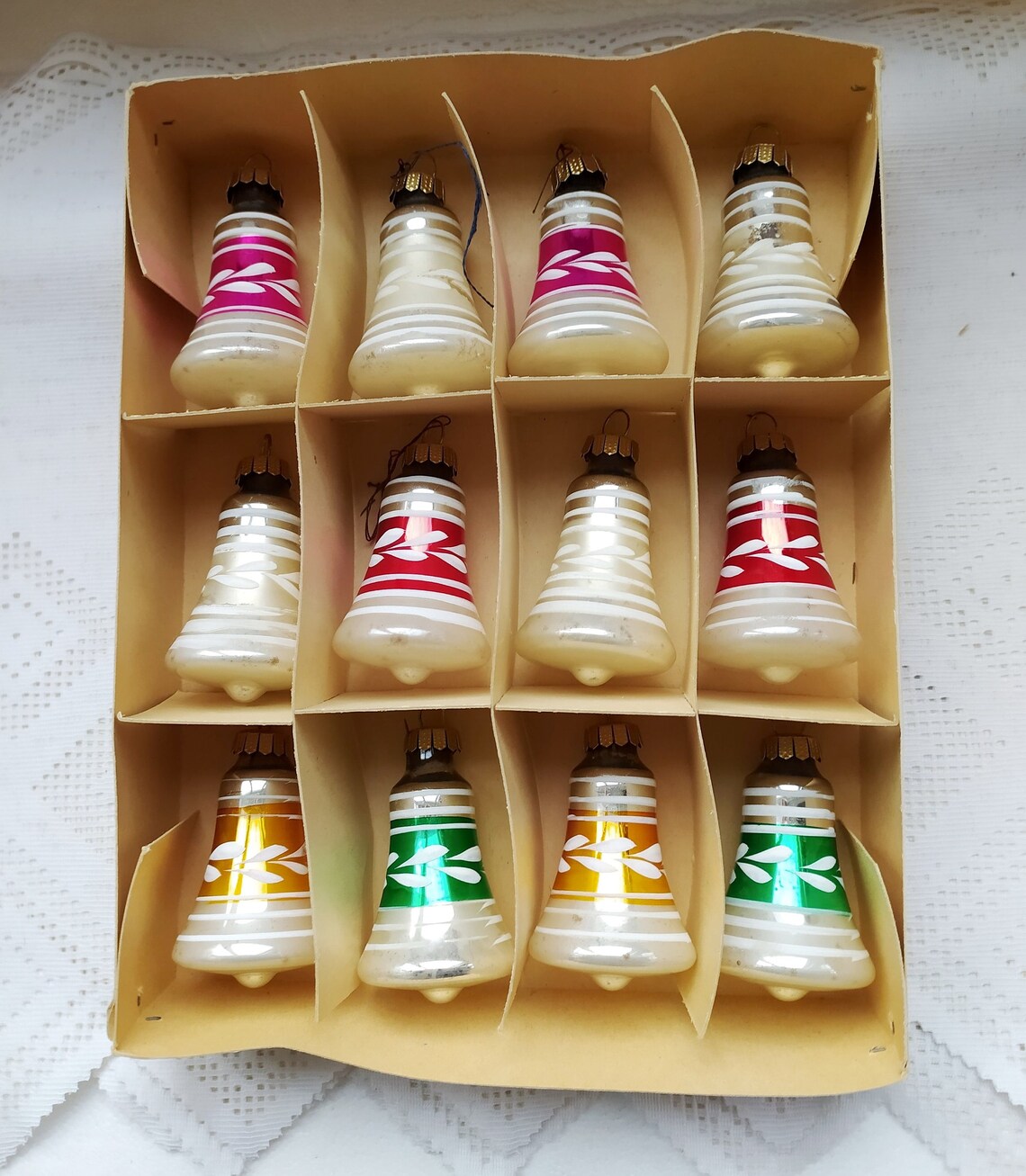 Set of 12 Christmas Mercury Glass Bell Ornaments Christmas | Etsy