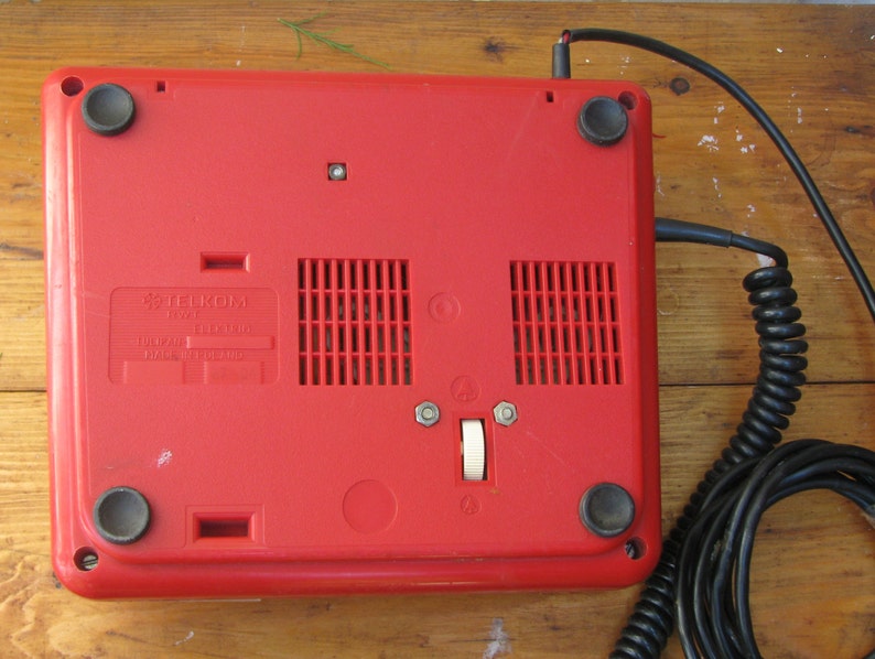 Vintage Red Rotary Dial Phone TELKOM. Soviet Vintage, Made in Poland in ...